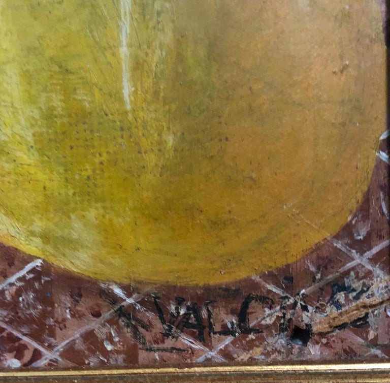 Gerard Valcin - Fruits sur chaise - Huile sur Masonite du maître ...