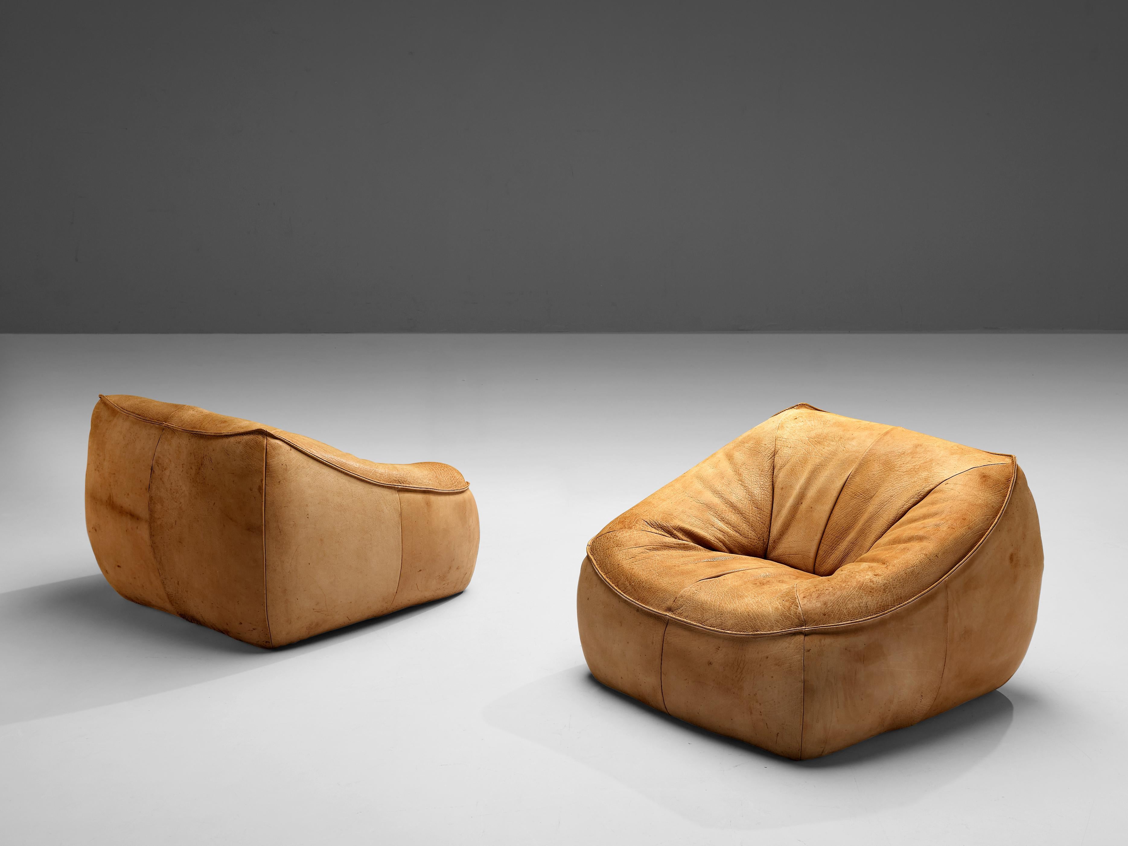 Gerard Van Den Berg for Montis Lounge Chairs Model 'Ringo' in Patinated ...