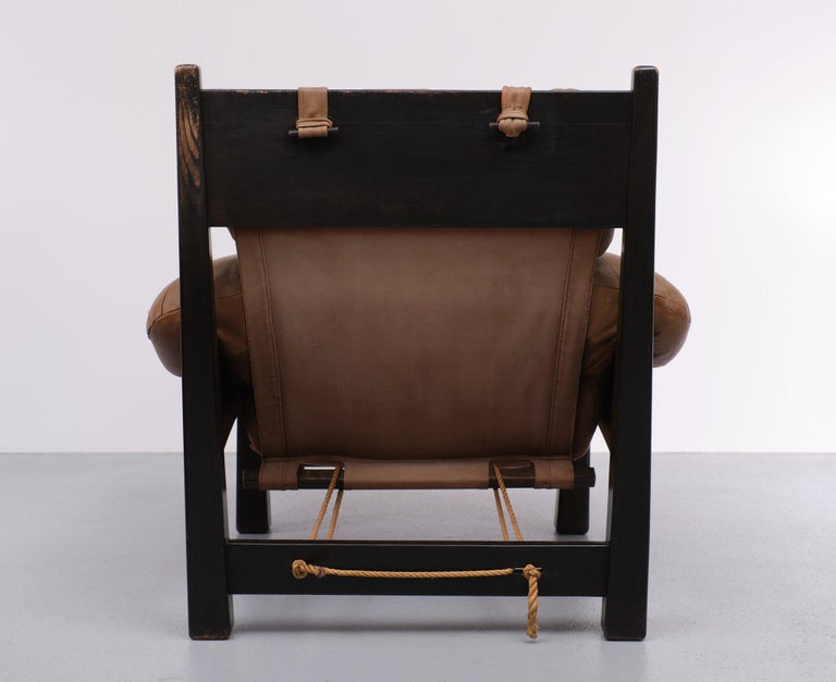 Gerard Van Der Berg Leather Lounge Chair, 1970s For Sale at 1stDibs