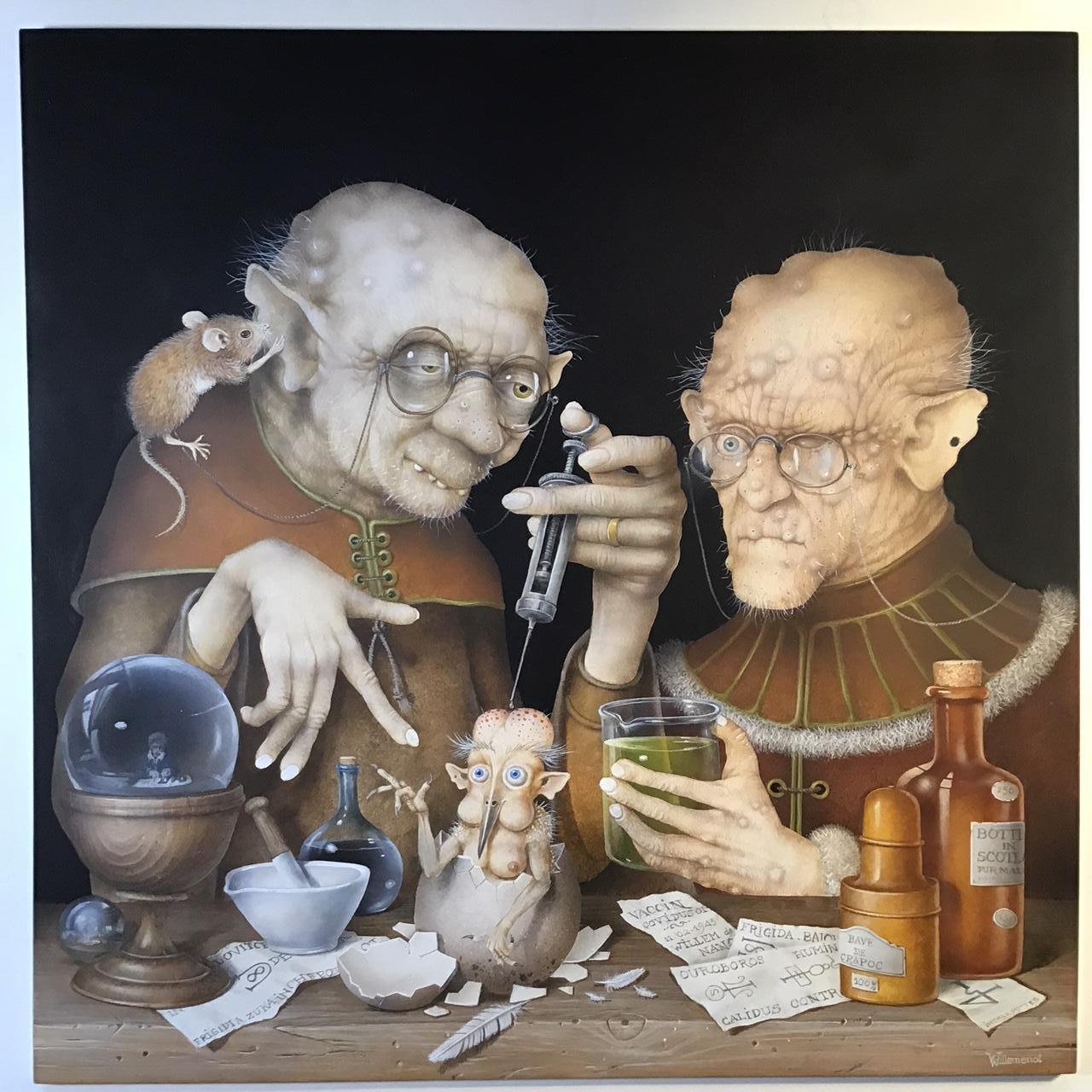 Gérard Willemenot - Peinture sur panneau La Chute d'Icare Tempera - Icarus Falling Mythe ...