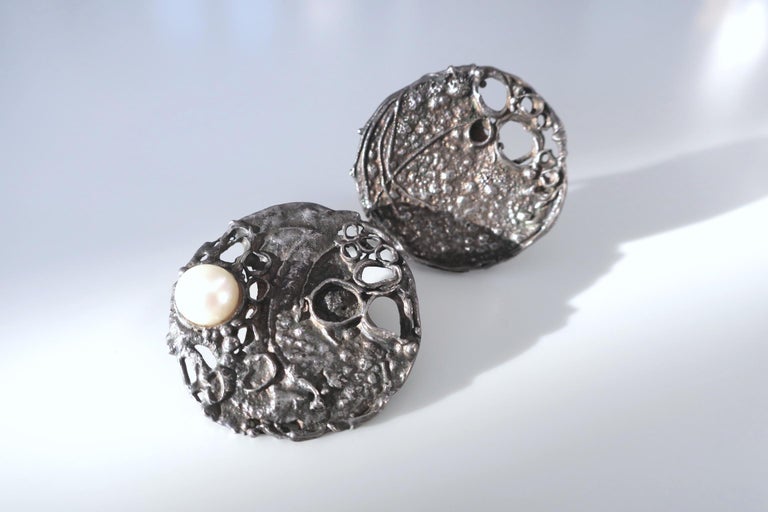 Gerda Flockinger 1960s Brutalist Silver Cufflinks For Sale at 1stDibs