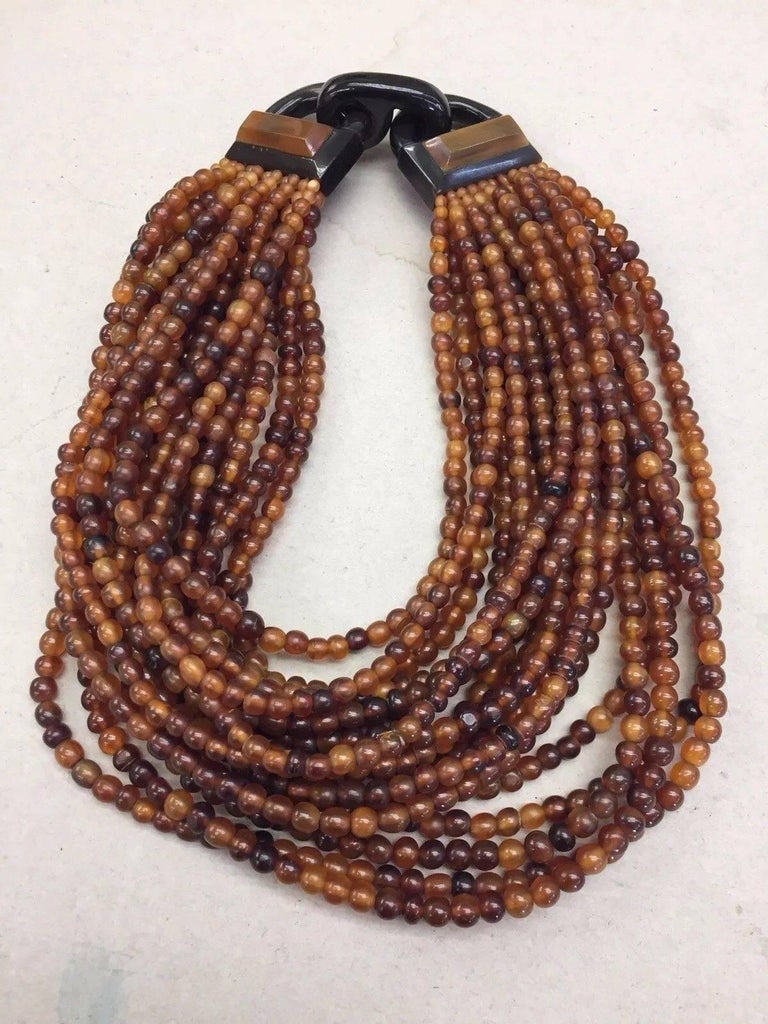 Gerda Lynggaard for Monies Multi Strand Horn Statement Necklace at ...