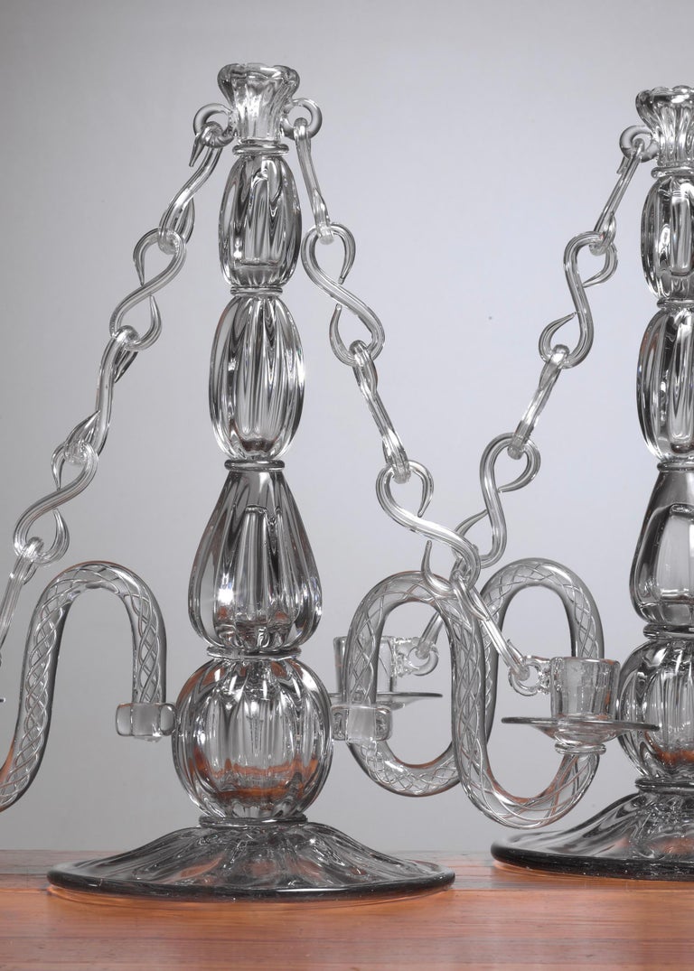 Gerda Stromberg and Knut Bergqvist Pair of Glass Candelabra, Sweden ...