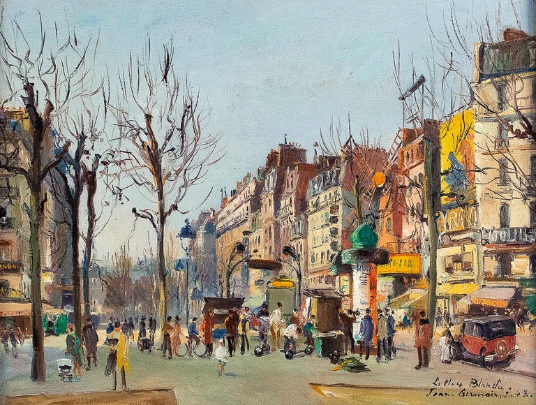 Germain Jean Jacob, Oil on Canvas La Place Blanche Paris, circa 1948 ...