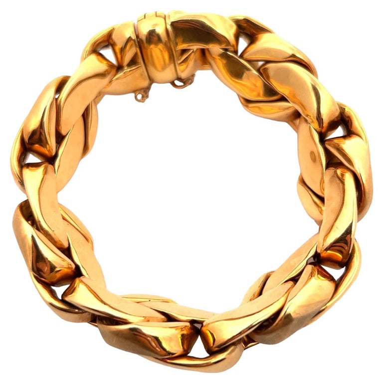 German 18 Karat Yellow Gold Braided High Polish and Satin Finish Link ...