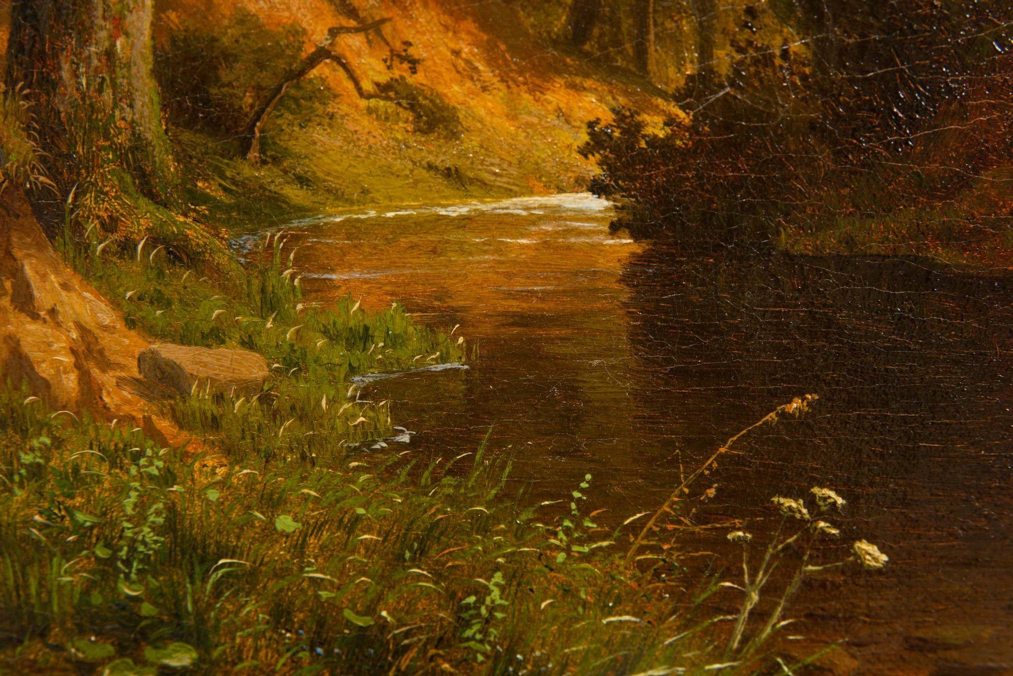 German 1884 Landscape Painting of “Dutch Homestead” by Joseph Jansen ...