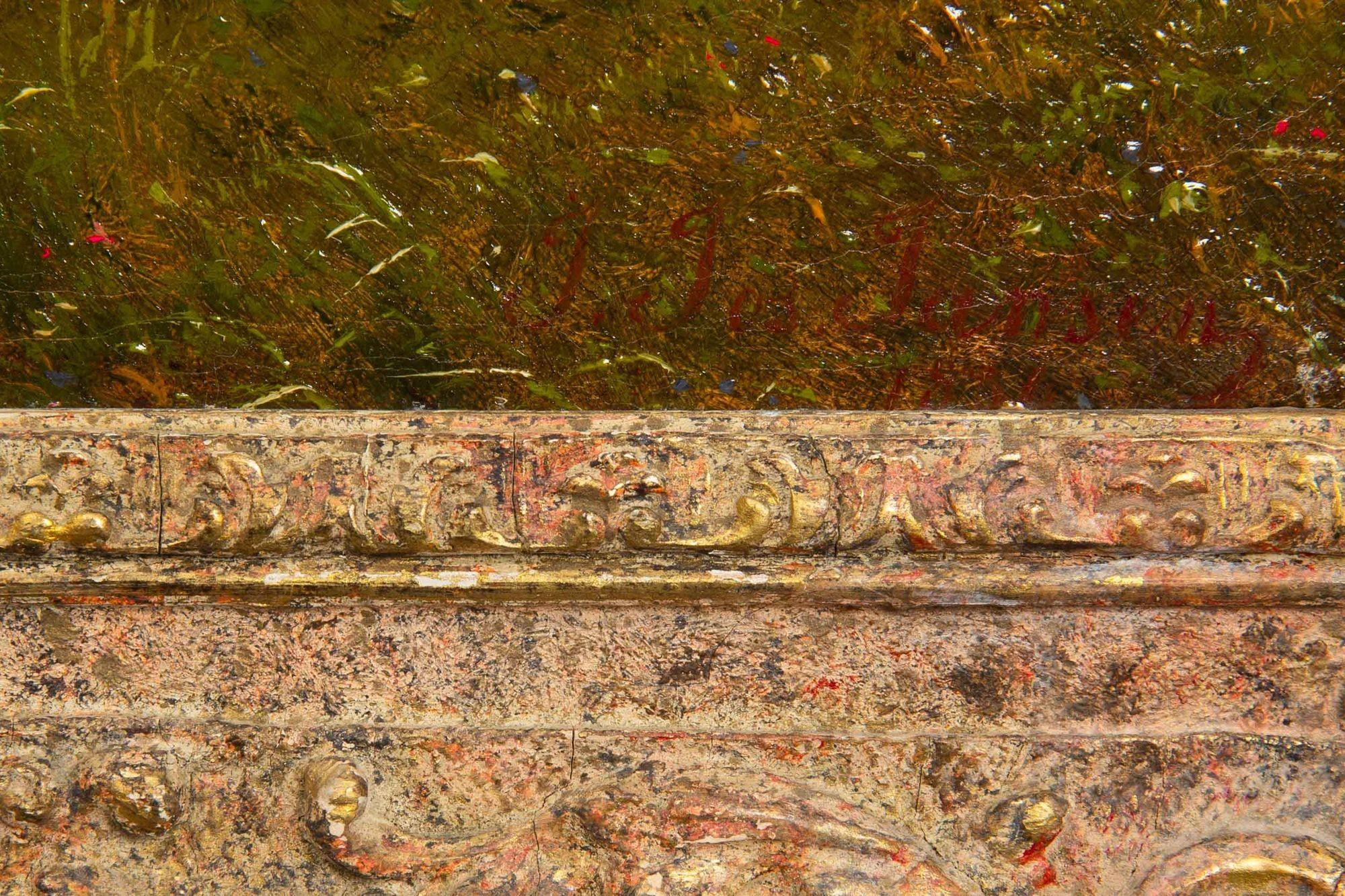 German 1884 Landscape Painting of “Dutch Homestead” by Joseph Jansen ...