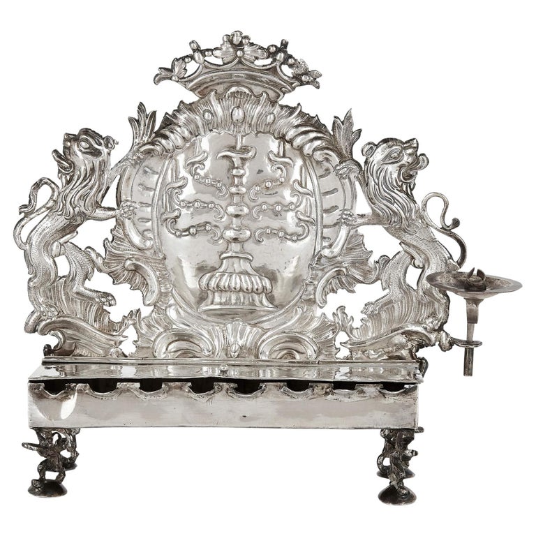 German 18th Century Silver Hanukkah Lamp by Herfurth For Sale at 1stDibs