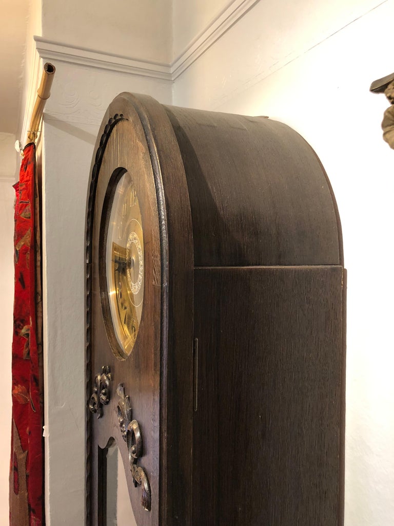 German 1920s Grandfather Clock with Brass Dial at 1stDibs