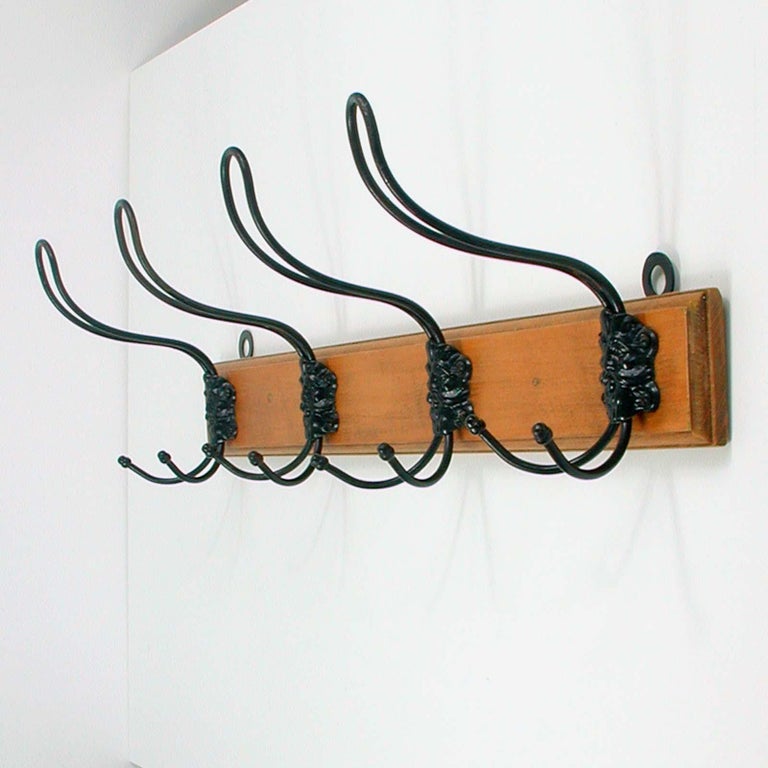 German 1920s Pine Wood and Black Metal Zeus Head Coat Rack For Sale at ...