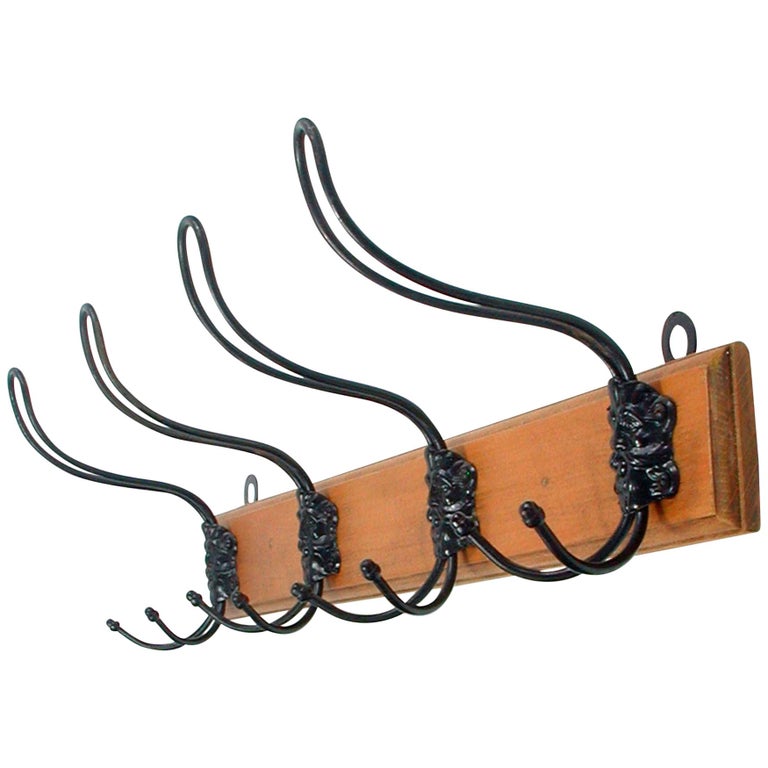 German 1920s Pine Wood and Black Metal Zeus Head Coat Rack For Sale at ...