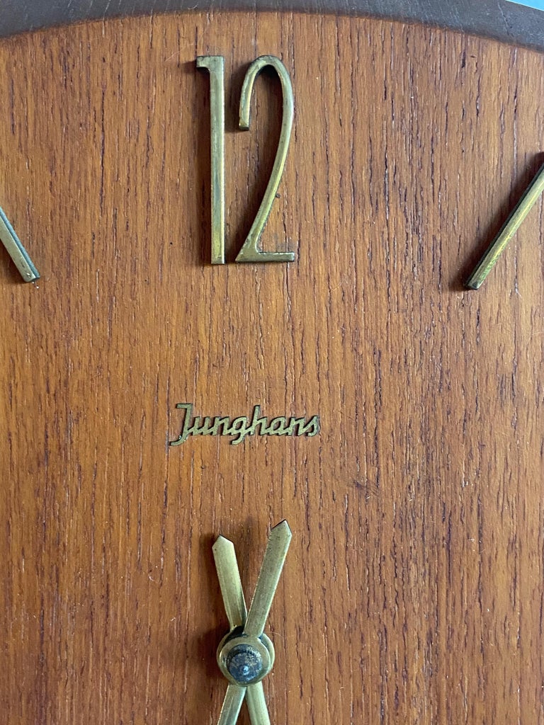 German 1960s Junghans Pendulum + Weights + Gong Wall Clock For Sale at ...