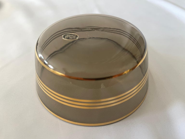 German 22K Gold Enamel Smoke Glass Liquor Decanter Bottle Set For Sale ...