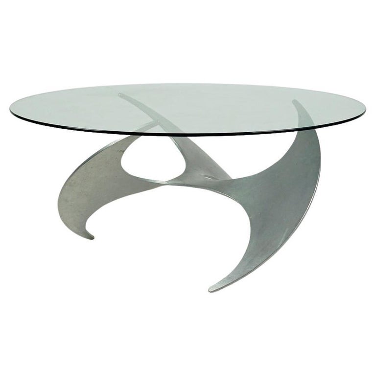 German 60s Aluminum and Glass Coffee Table by Knut Hesterberg for ...