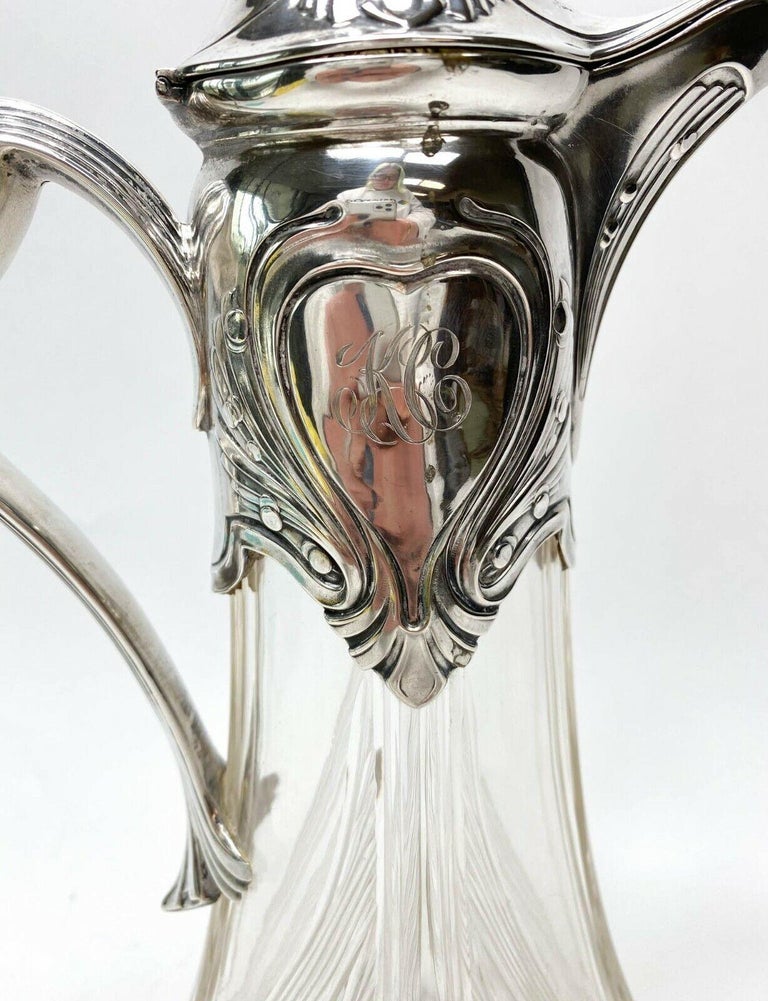 German 800 Silver Mounted Hand Engraved Ewer Jungenstil, c1900 For Sale ...
