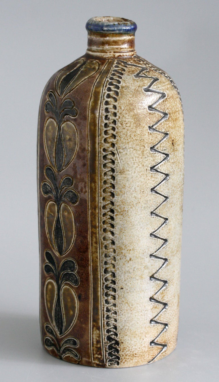 German Antique Handmade Salt Glazed Fruit Patterned Stoneware Bottle ...