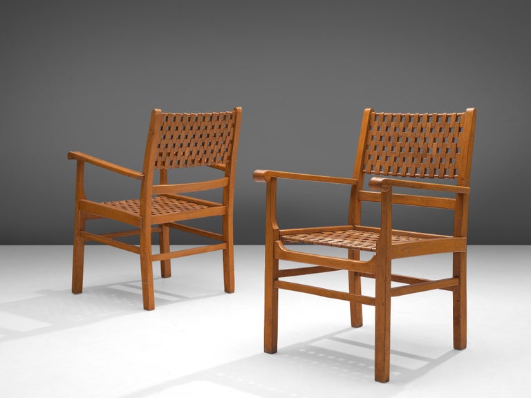 German Armchairs with Geometric Seats For Sale at 1stDibs