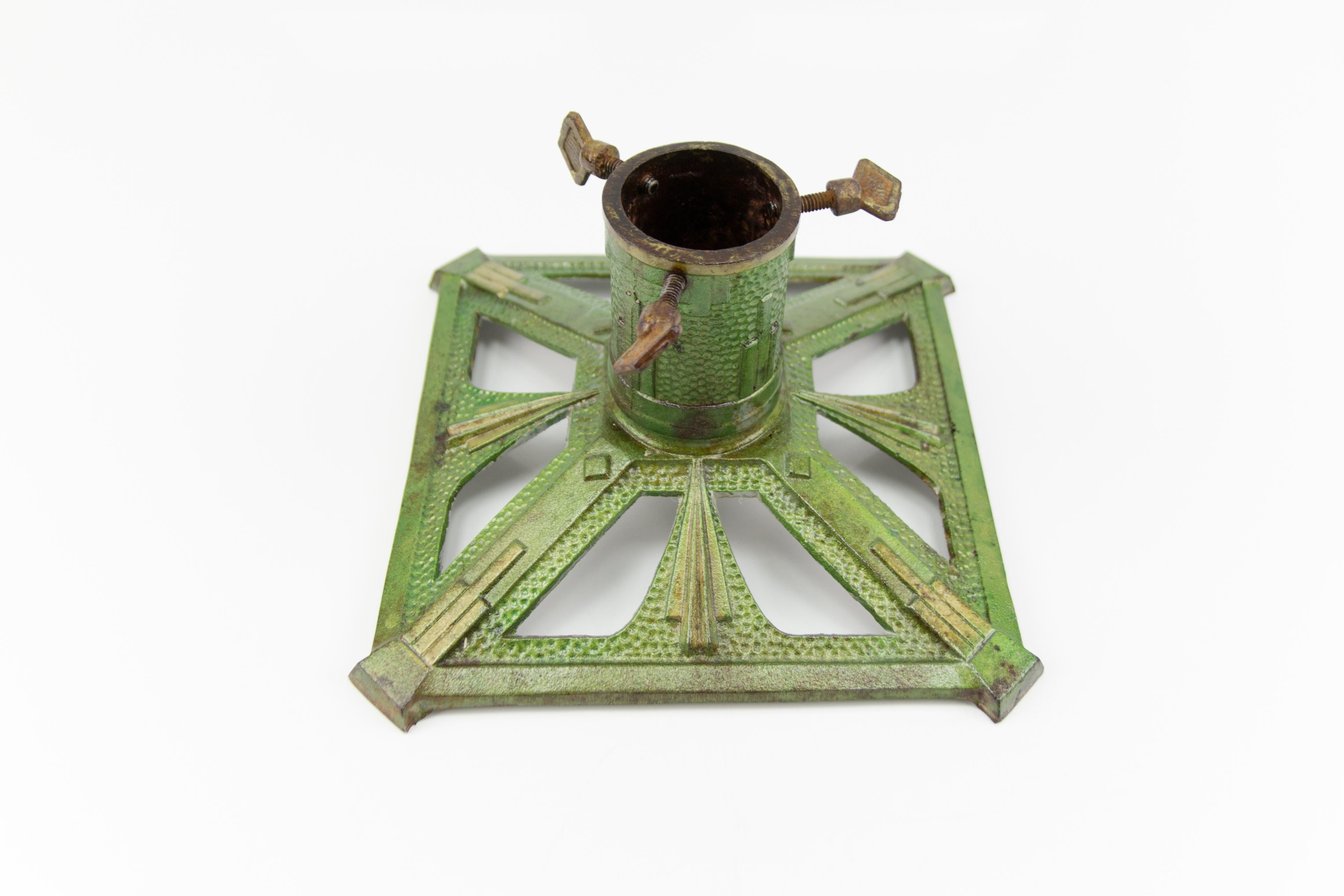 German Art Deco Style Green Cast Iron Christmas Tree Stand, 1950s at ...