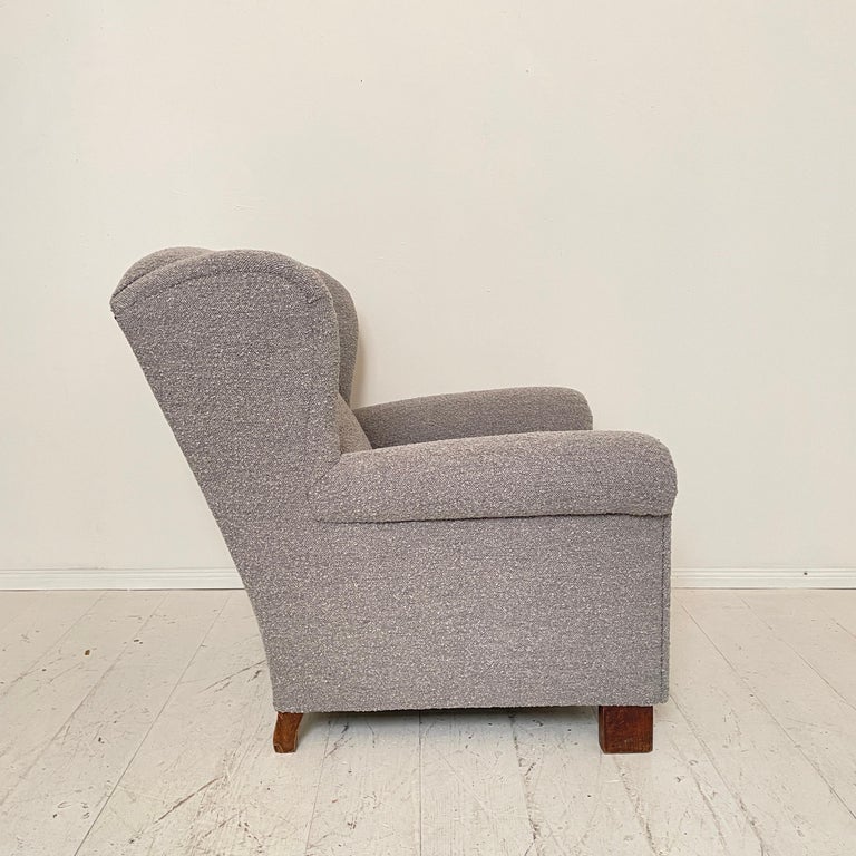 German Art Deco Wingback Chair in Gray Boucle Fabric, 1925 For Sale at ...