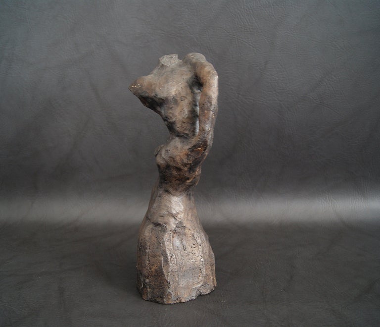 German Artist Plaster Sculpture with Bronze Patina, Abstract Figure For ...