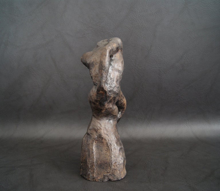 German Artist Plaster Sculpture with Bronze Patina, Abstract Figure For ...