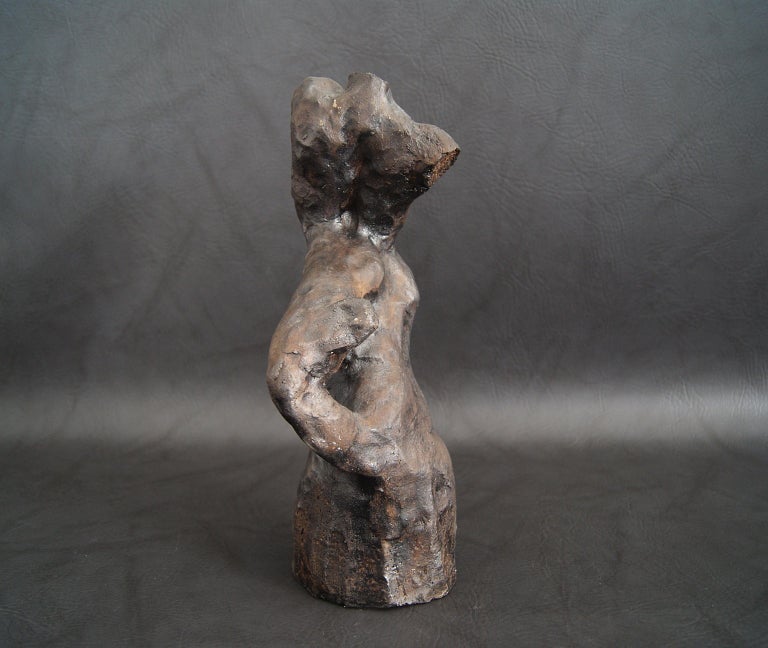 German Artist Plaster Sculpture with Bronze Patina, Abstract Figure For ...