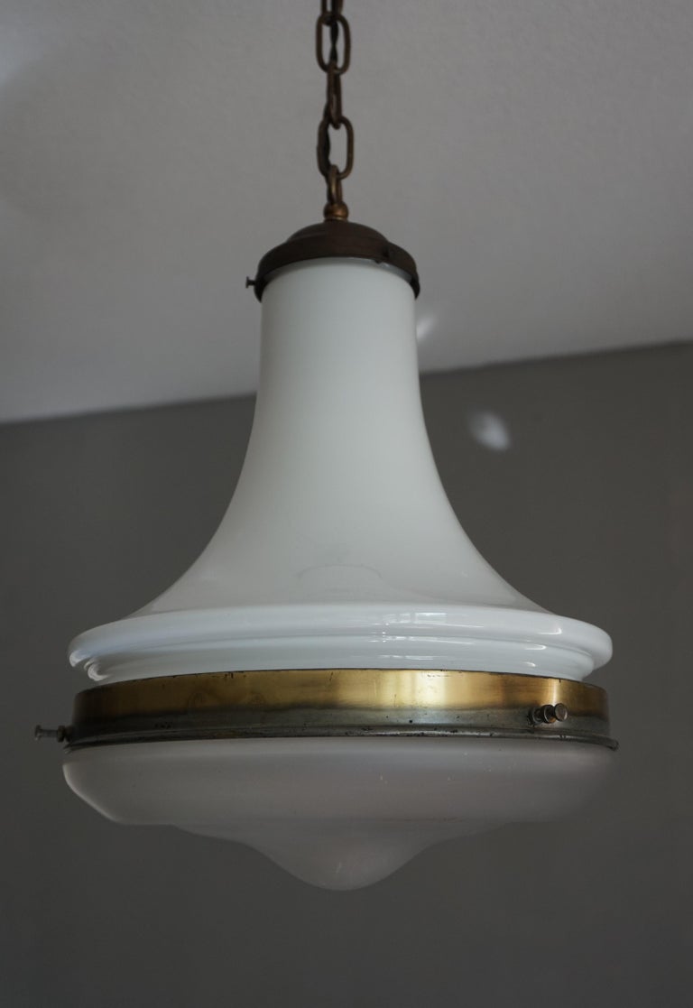 German Arts and Crafts Opaline and Glass Pendant / Light Fixture 1910 ...