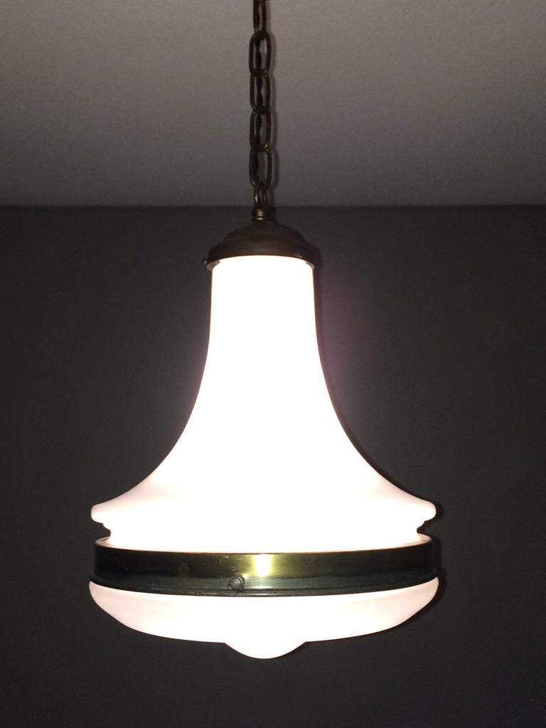 German Arts and Crafts Opaline and Glass Pendant / Light Fixture 1910 ...