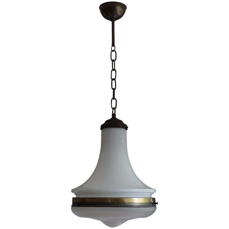 German Arts and Crafts Opaline and Glass Pendant / Light Fixture 1910 ...