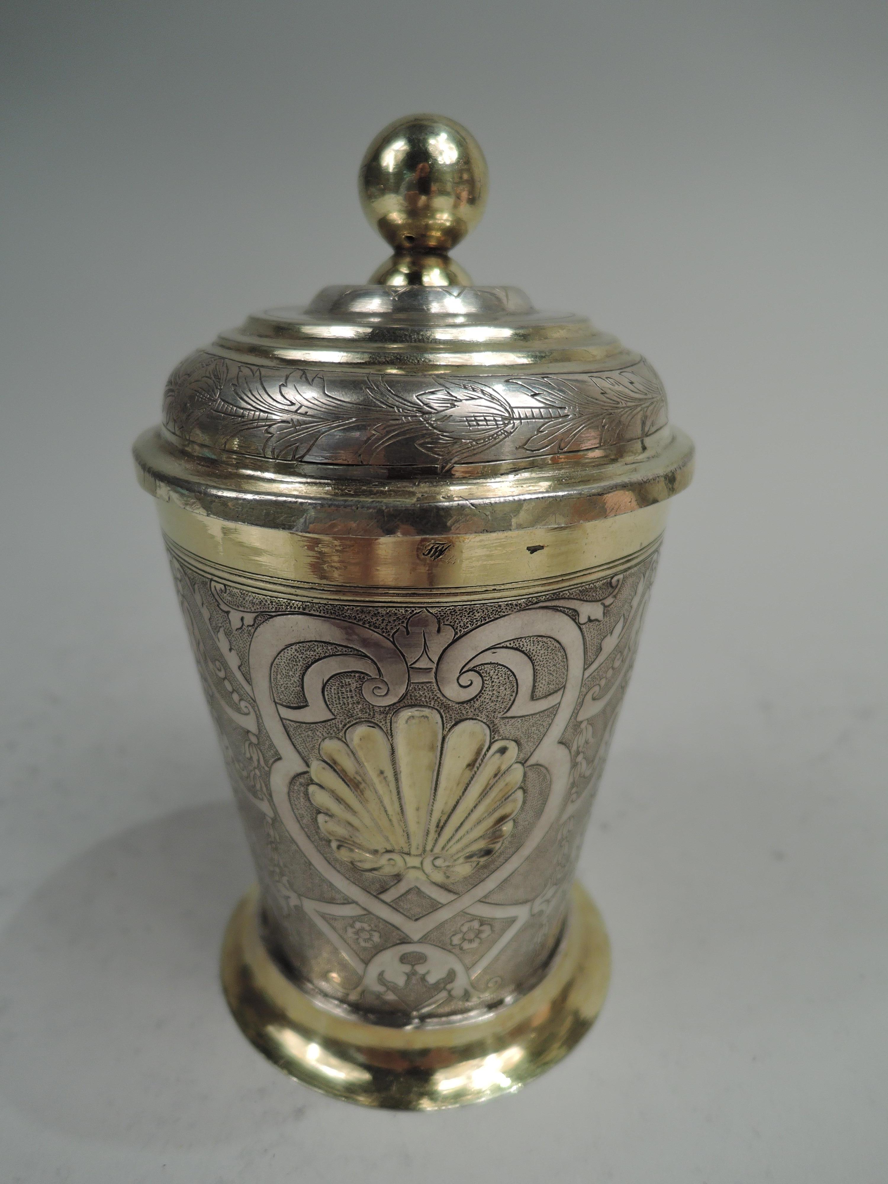 German Baroque Classical Parcel Gilt Silver Covered Cup with John the ...