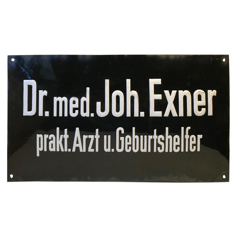 German Bauhaus Era Porcelain Medical Doctor Sign, 1930s For Sale at 1stDibs