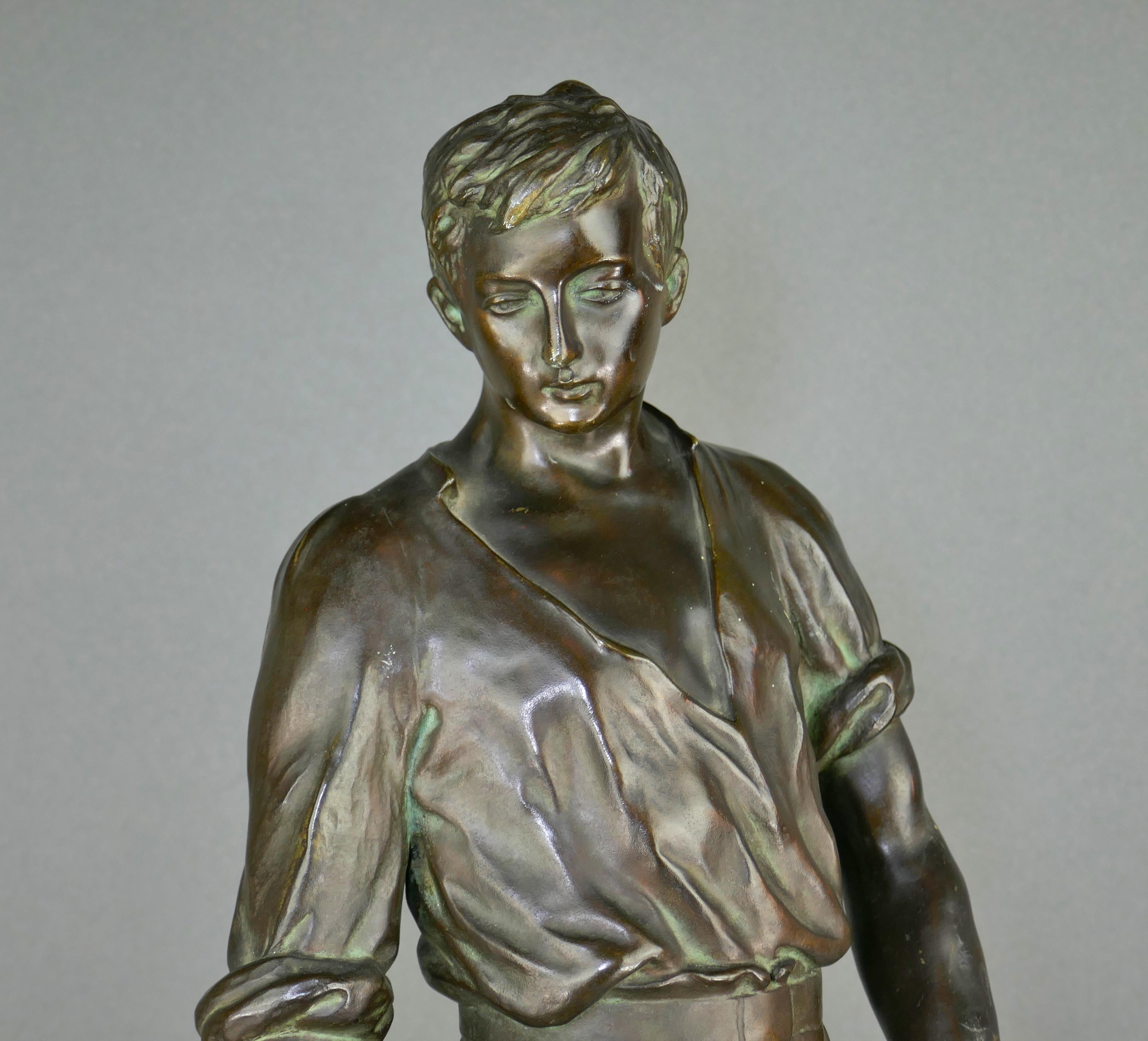 German Bauhaus Wiener Werkstatte B. Grundmann Bronze Statue of a Male ...