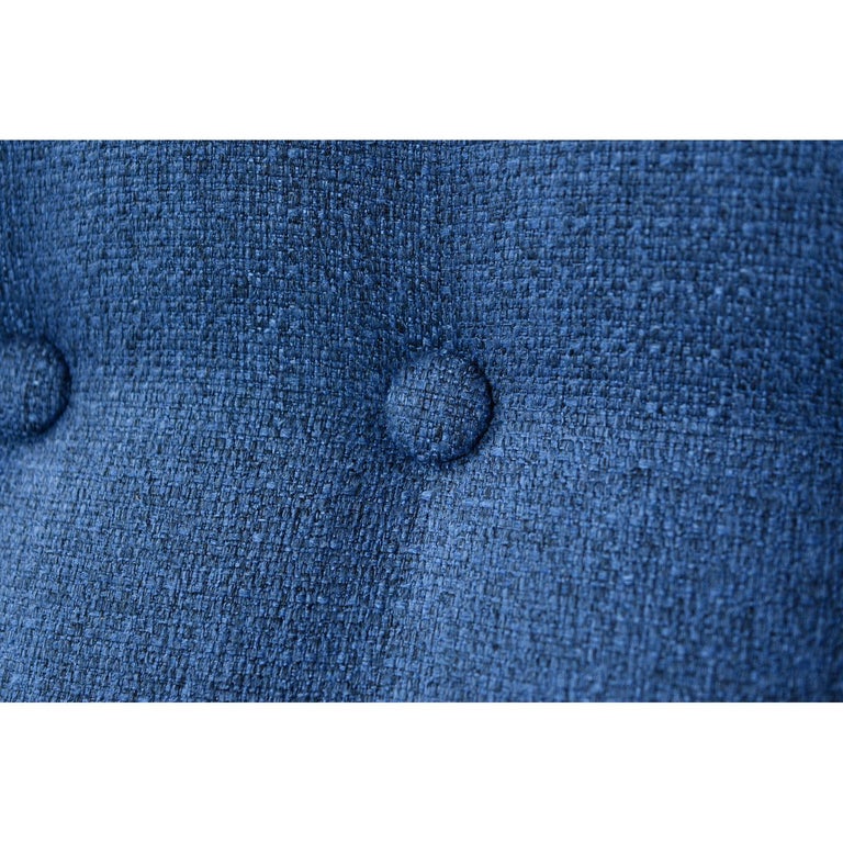 German Beech Mid-Century Modern Rocking Chair in Blue Fabric, 1950s at ...