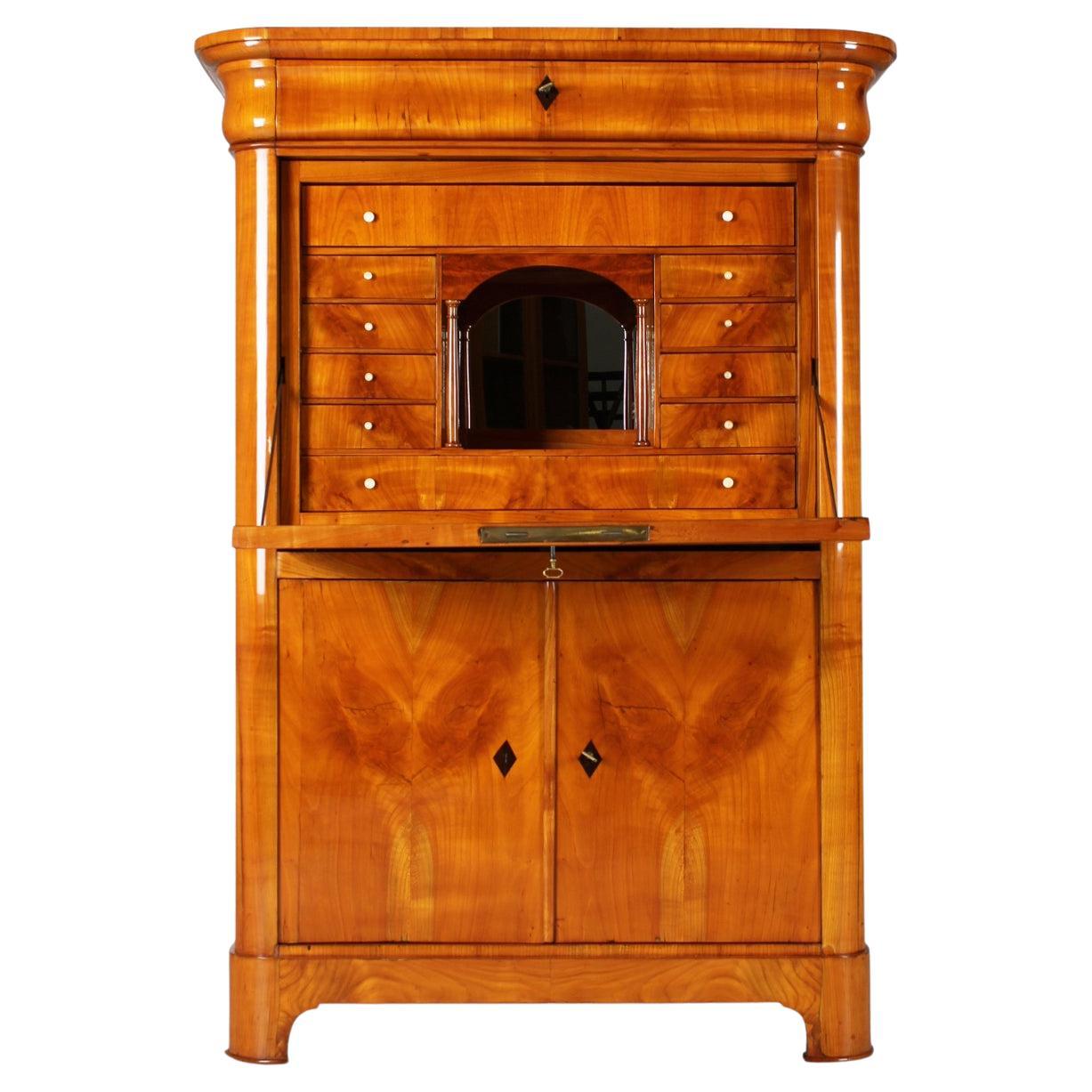 Antique Biedermeier Elmwood Secretary With Hidden Compartments, circa ...
