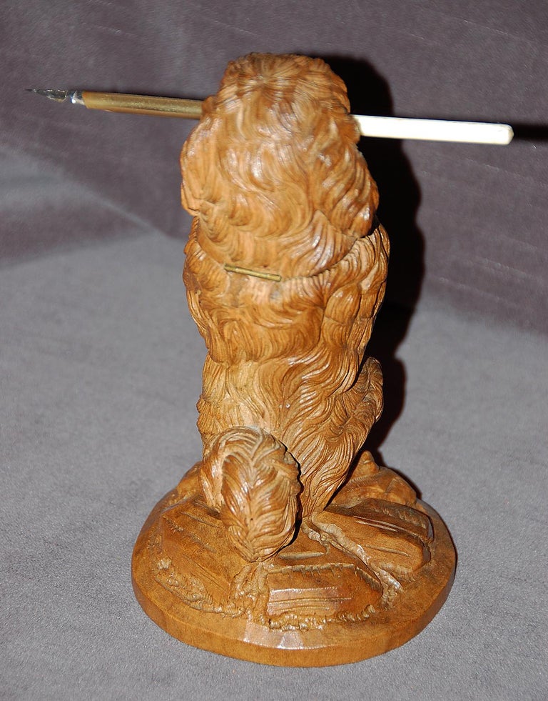 German Black Forest 19th Century Standing Dog Inkwell with Interior ...