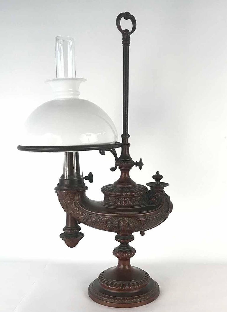 German Bronze Oil Lamp in Original Condition For Sale at 1stDibs