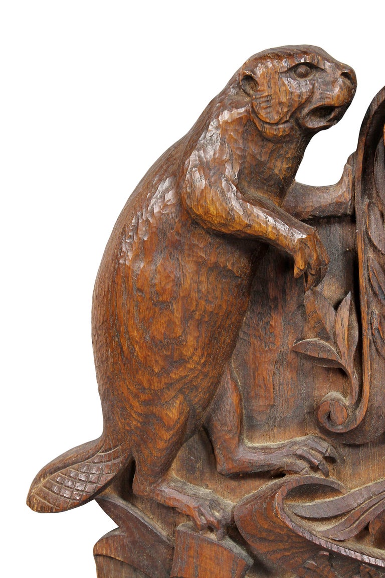 German Carved Oak Coat of Arms at 1stDibs