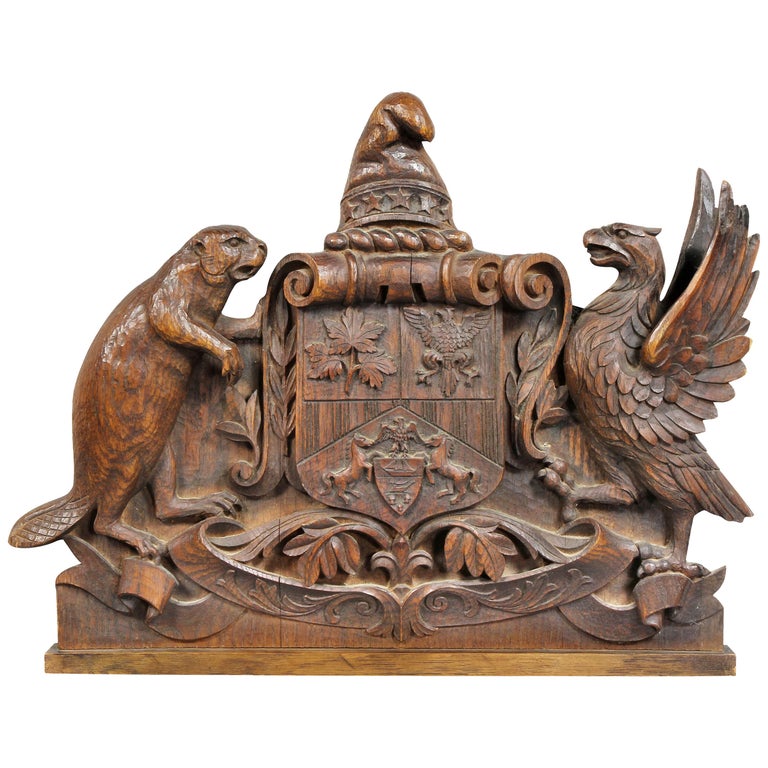 German Carved Oak Coat of Arms at 1stDibs