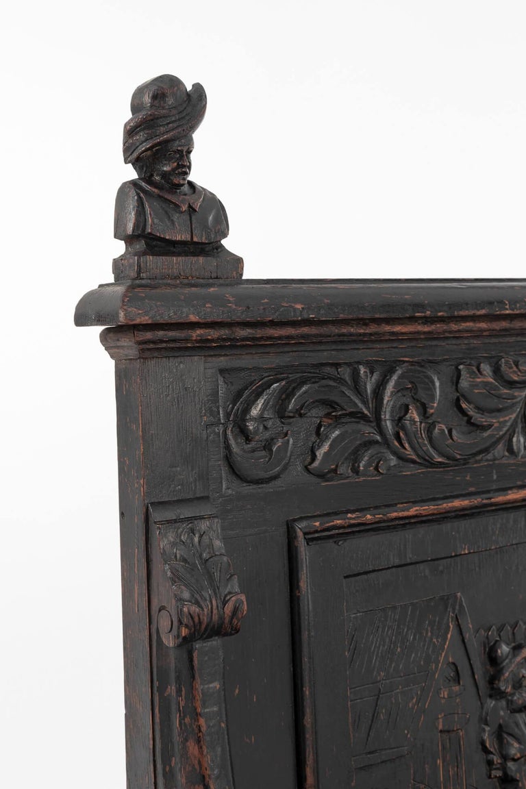 German Carved Oak Settle with Curved Armrests, circa 1880 For Sale at ...