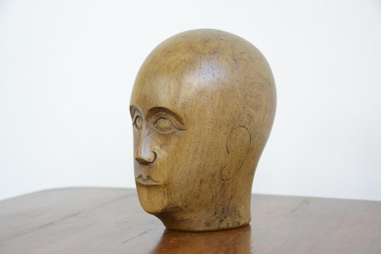 German Carved Wooden Milliners Head, circa 1910 at 1stDibs