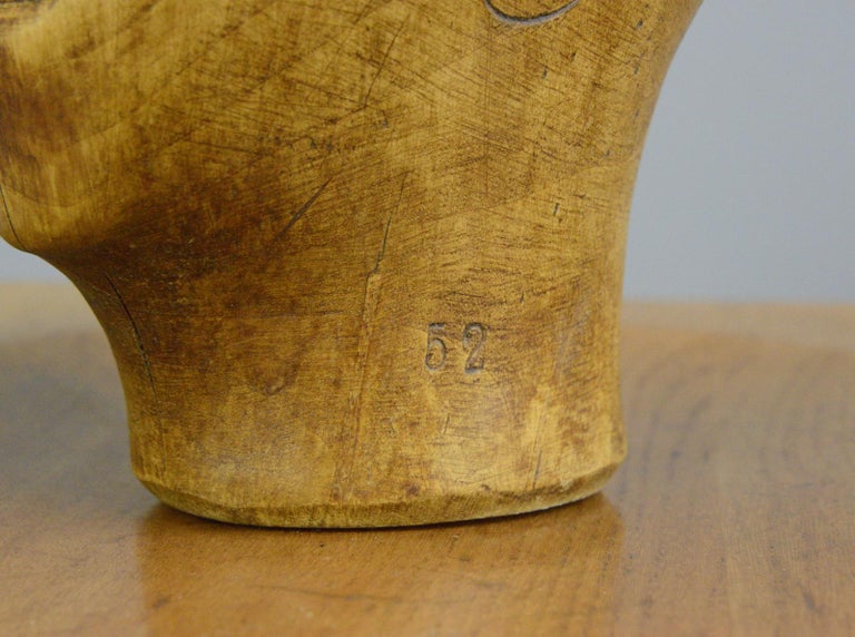 German Carved Wooden Milliners Head, circa 1910 at 1stDibs