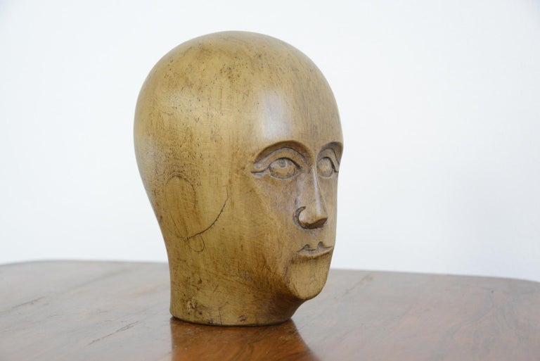 German Carved Wooden Milliners Head, circa 1910 at 1stDibs
