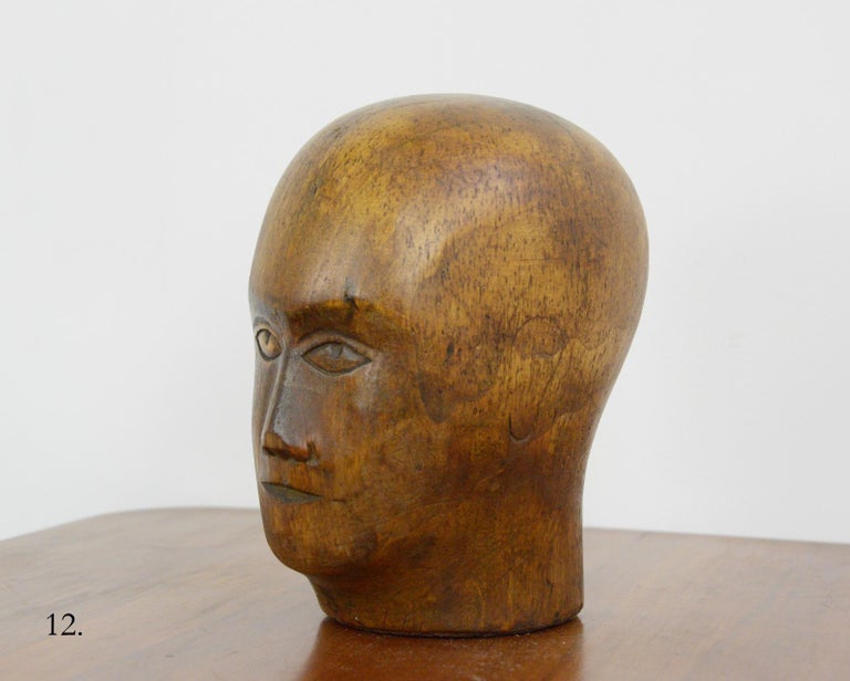 German Carved Wooden Milliners Head, circa 1920 at 1stDibs