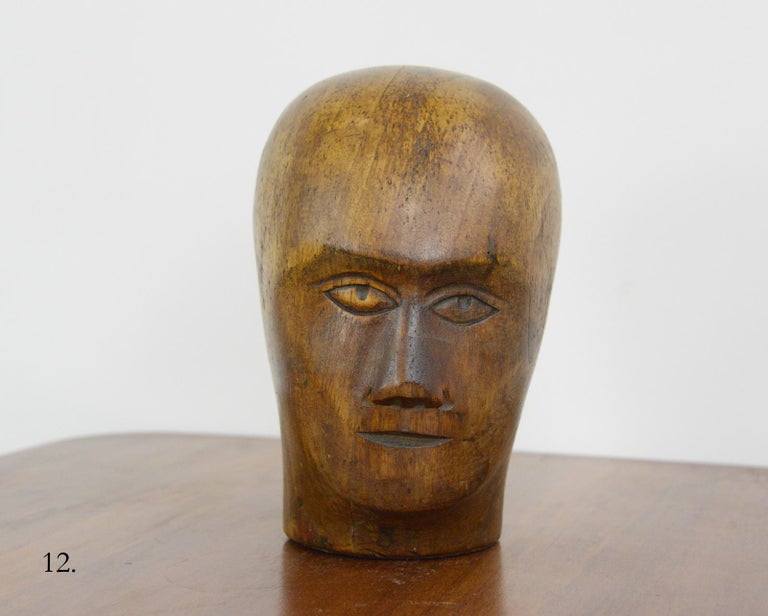 German Carved Wooden Milliners Head, circa 1920 at 1stDibs