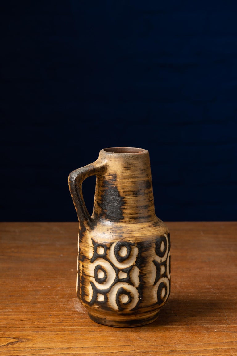 German Ceramics Vase with Darker Relief Pattern For Sale at 1stDibs