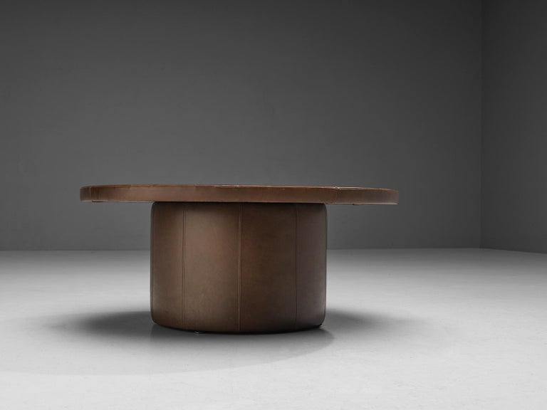 German Coffee Table with Leather Patchwork For Sale at 1stDibs