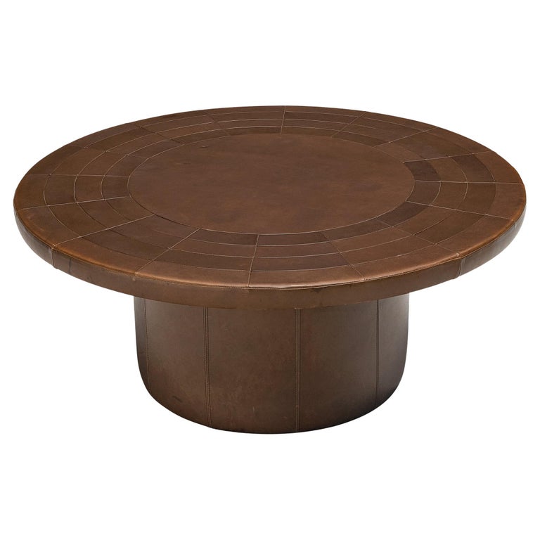 German Coffee Table with Leather Patchwork For Sale at 1stDibs