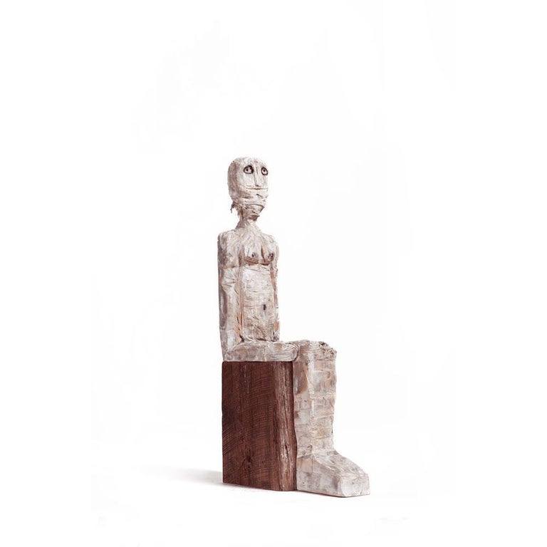 German Consetti - Standalone Female Figure Natural and Whitened Wood ...