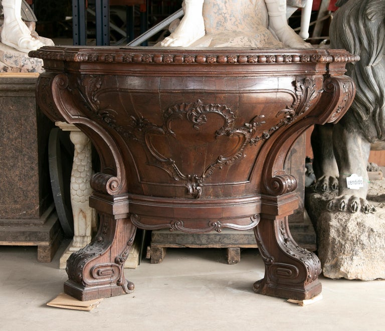 German Console Handcarved in Wood with Cordoban Top For Sale at 1stDibs