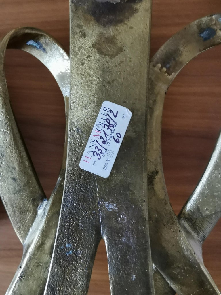 German Craftmanship: Golden Wall Light with Velvet Lampshades, 1970s ...